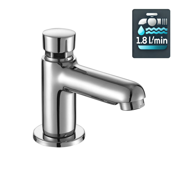 Bri Water Saving Delay Action Self-Closing Basin Tap - Ideal Ceramics