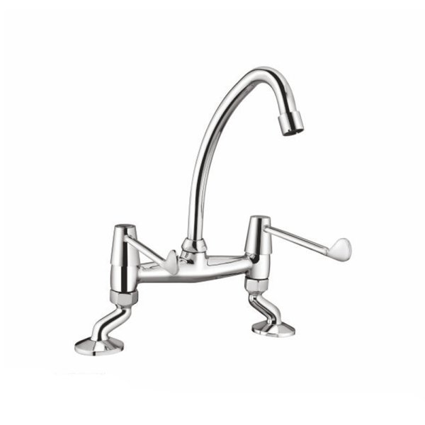 Donald Chrome Medical Elbow Action Pillar Type Sink Mixer - Ideal Ceramics