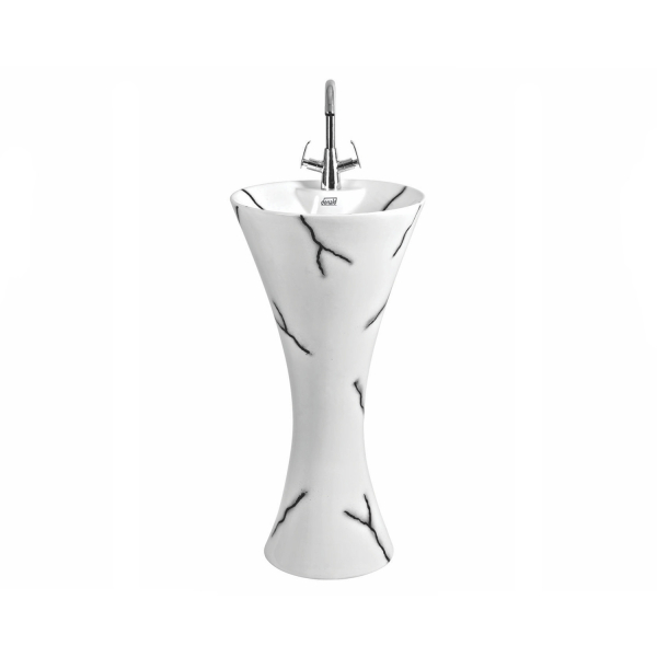Donald Gravity White Marble Freestanding Basin - 42.5X42.5X85cm - Ideal ...