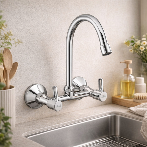 Donald Tokyo Chrome Wall Type Sink Mixer With Extra Long Spout - Ideal ...