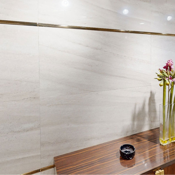 Florence Grey Porcelain Polished Floor Tile - 60X120cm - Ideal Ceramics