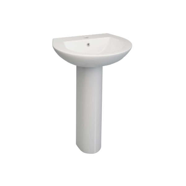 Lecico Atlas White Washbasin & Clifton Pedestal Set - 45cm - Ideal Ceramics