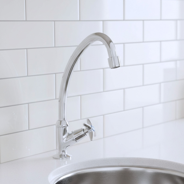 Star Chrome Pillar Type Sink Cock With Swivel Spout - Ideal Ceramics