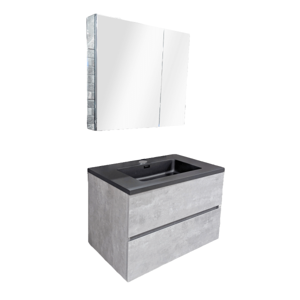 Yorke Ash Black Basin & Cabinet Set - Ideal Ceramics